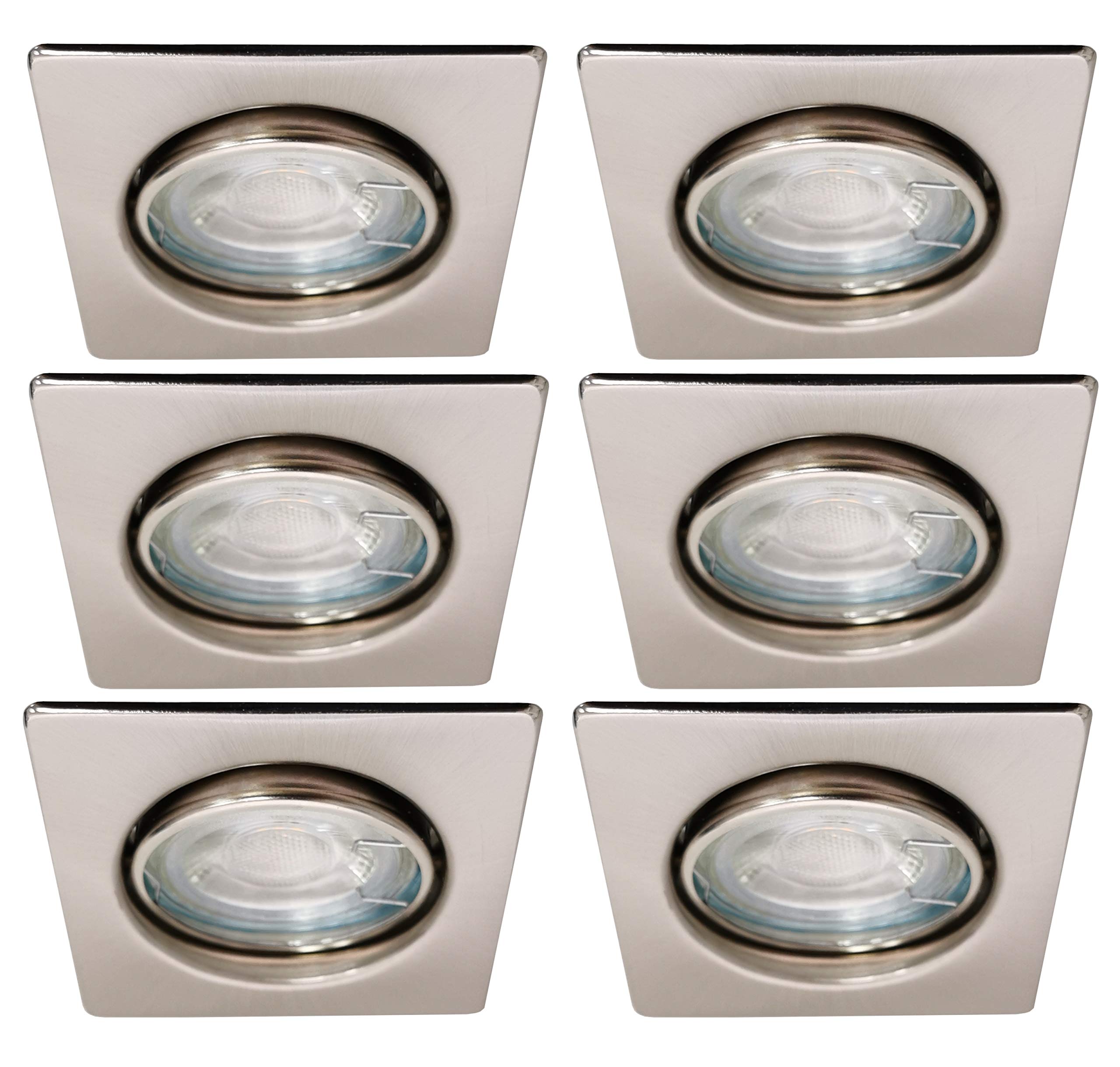 Buy Trango 6 Set LED recessed Spotlight in Nickel matt Square TG6729 ...