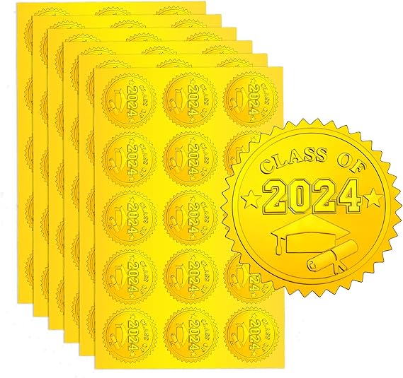 Amazon.com : Zonon 240 Pcs Gold Embossed Graduation Seal Stickers ...