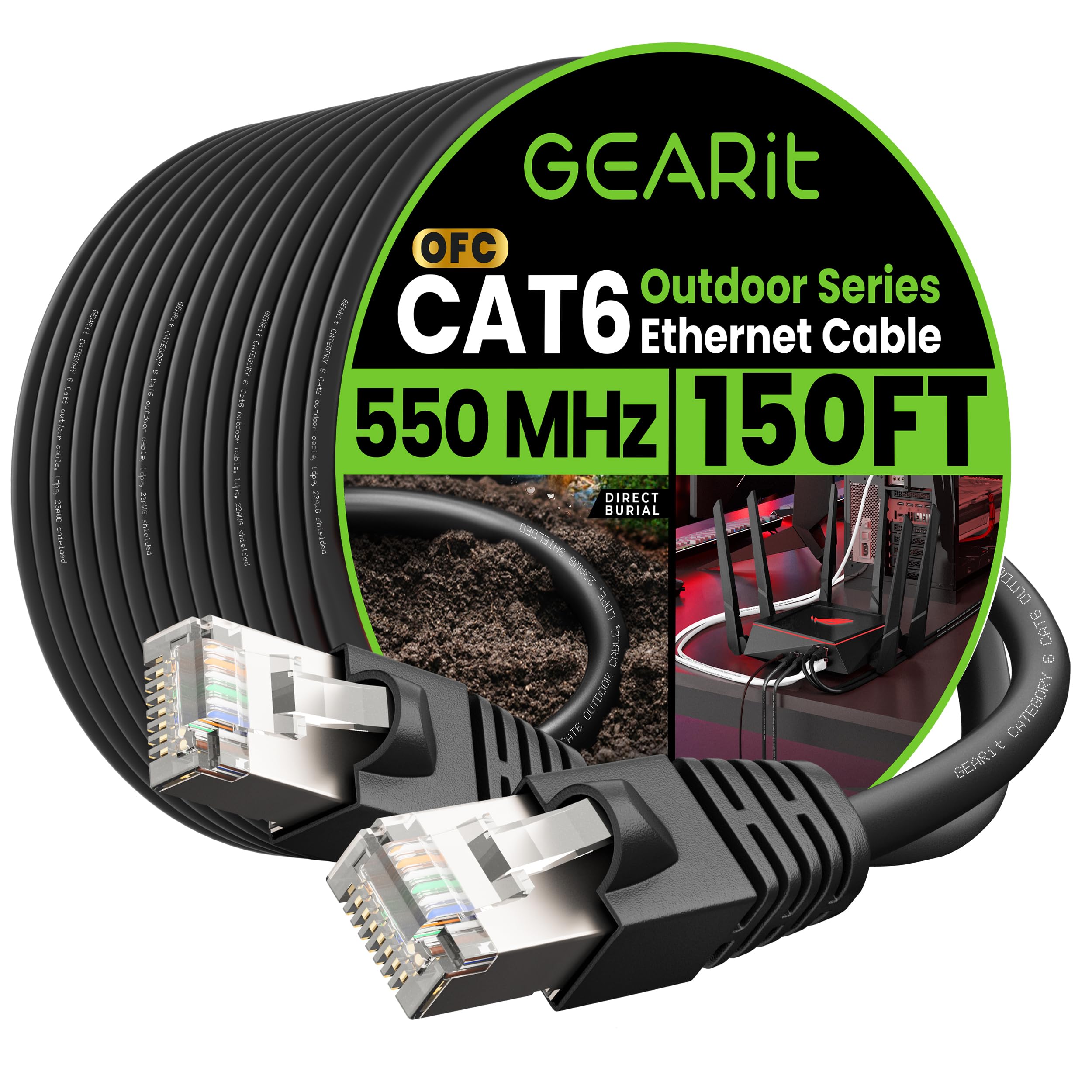 GearIT Cat6 Outdoor Ethernet Cable (150ft) 23AWG Pure Copper, FTP ...