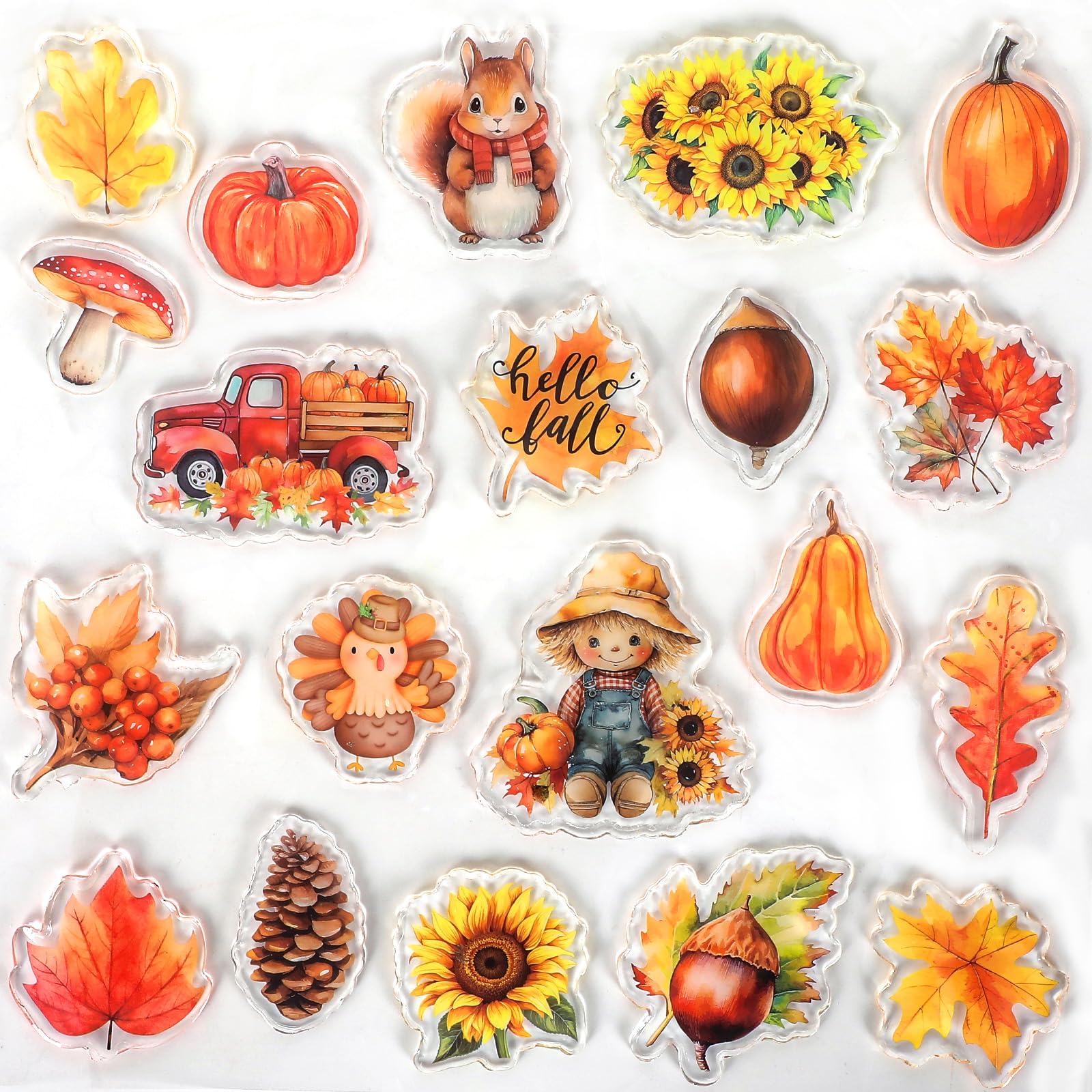 Amazon.com: 20PCS Fall Thick Gel Clings Autumn Gel Cling Stickers ...
