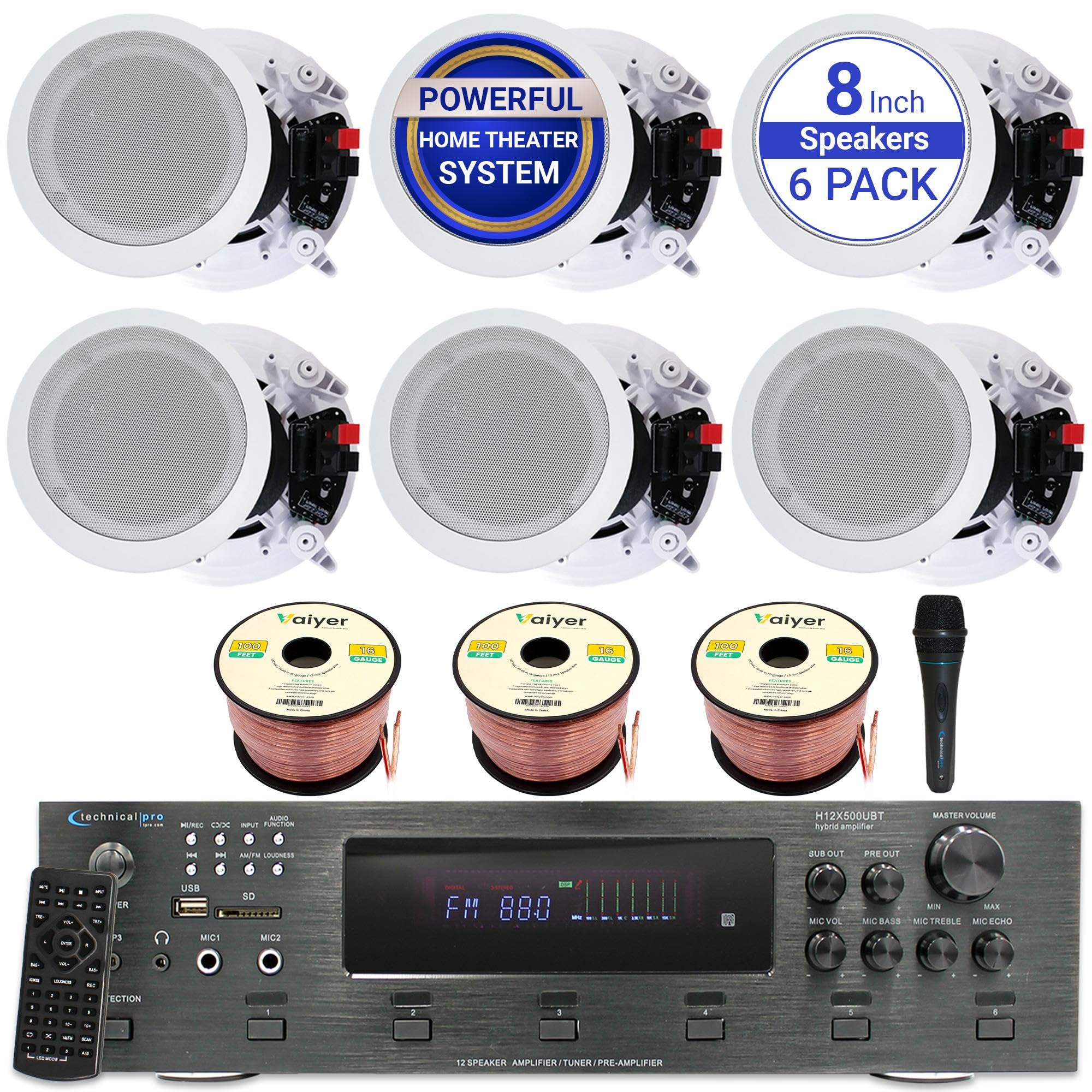 Amazon.com: Home Audio Sytem Kit - 6 Channel 6000 Watts Bluetooth ...