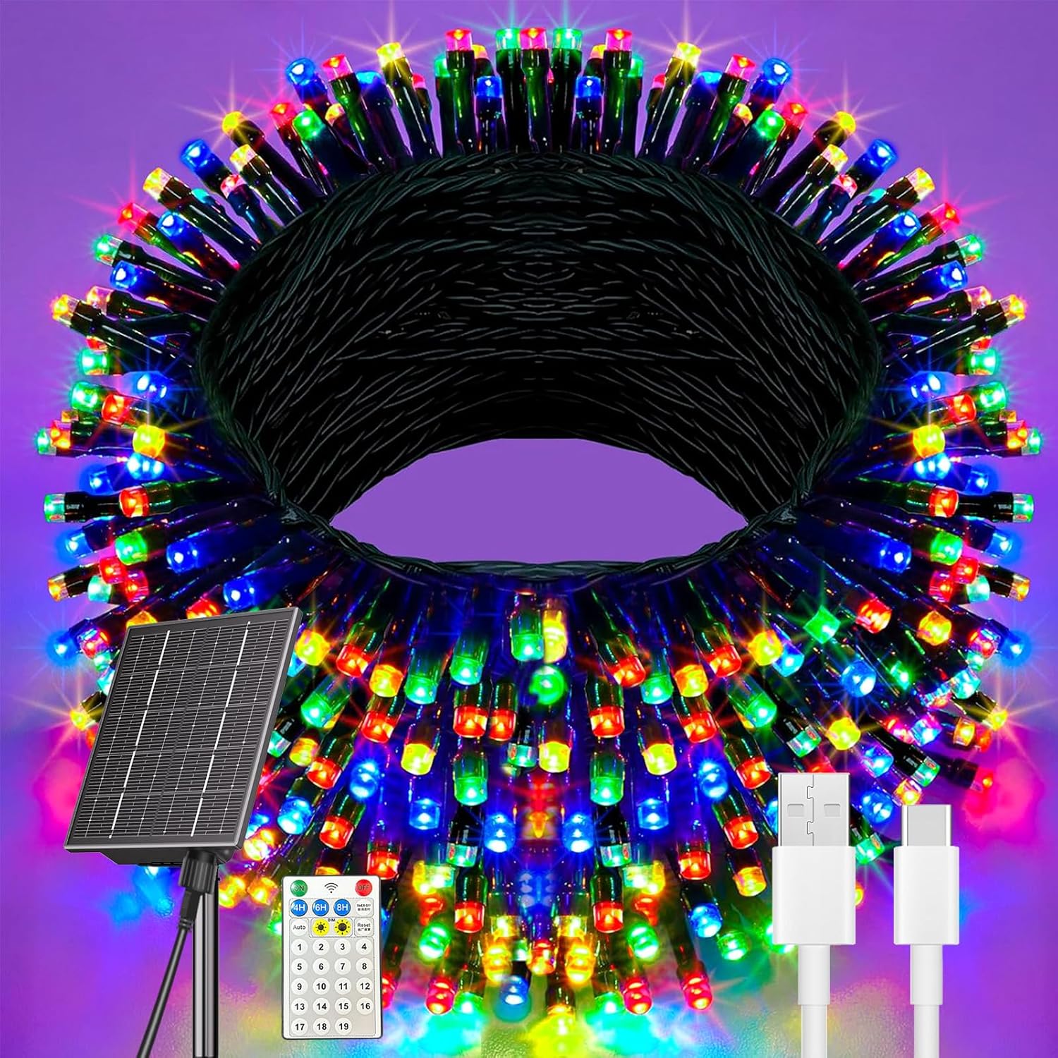 Solar Christmas Lights Outdoor, 137ft 400 LED 19Mode Solar Powered ...