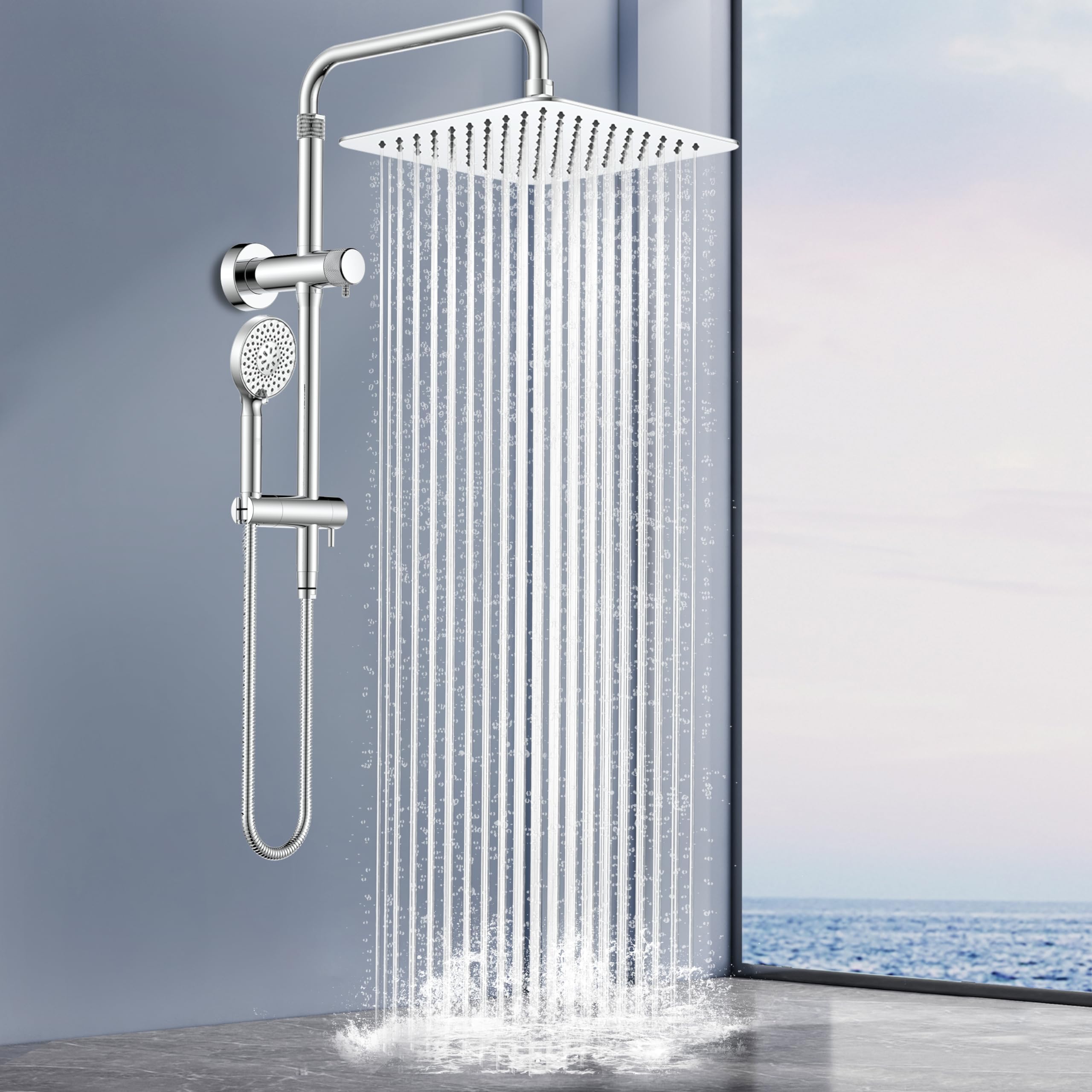 MakeFit All Metal Rainfall Shower Heads with Handheld Combo - 10 Inch ...