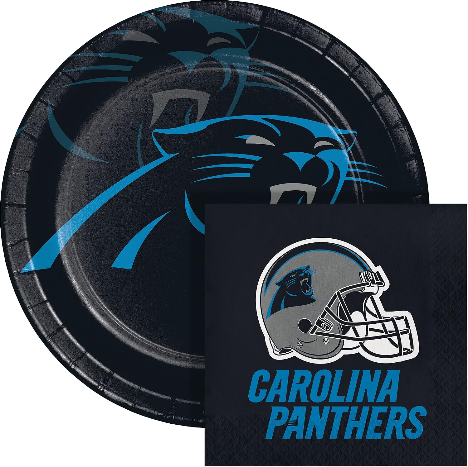 Trendware Carolina Panthers Paper Plate and Napkin Party Kit, Serves 16
