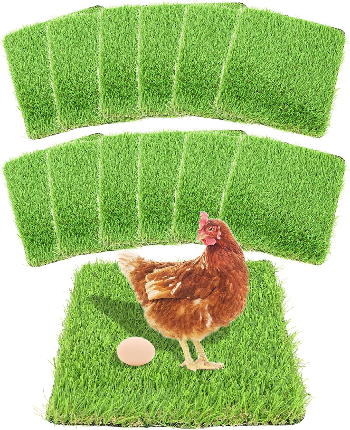 Chicken Nesting Pads 12Pack 12'x12' Artificial Grass Washable Chicken ...