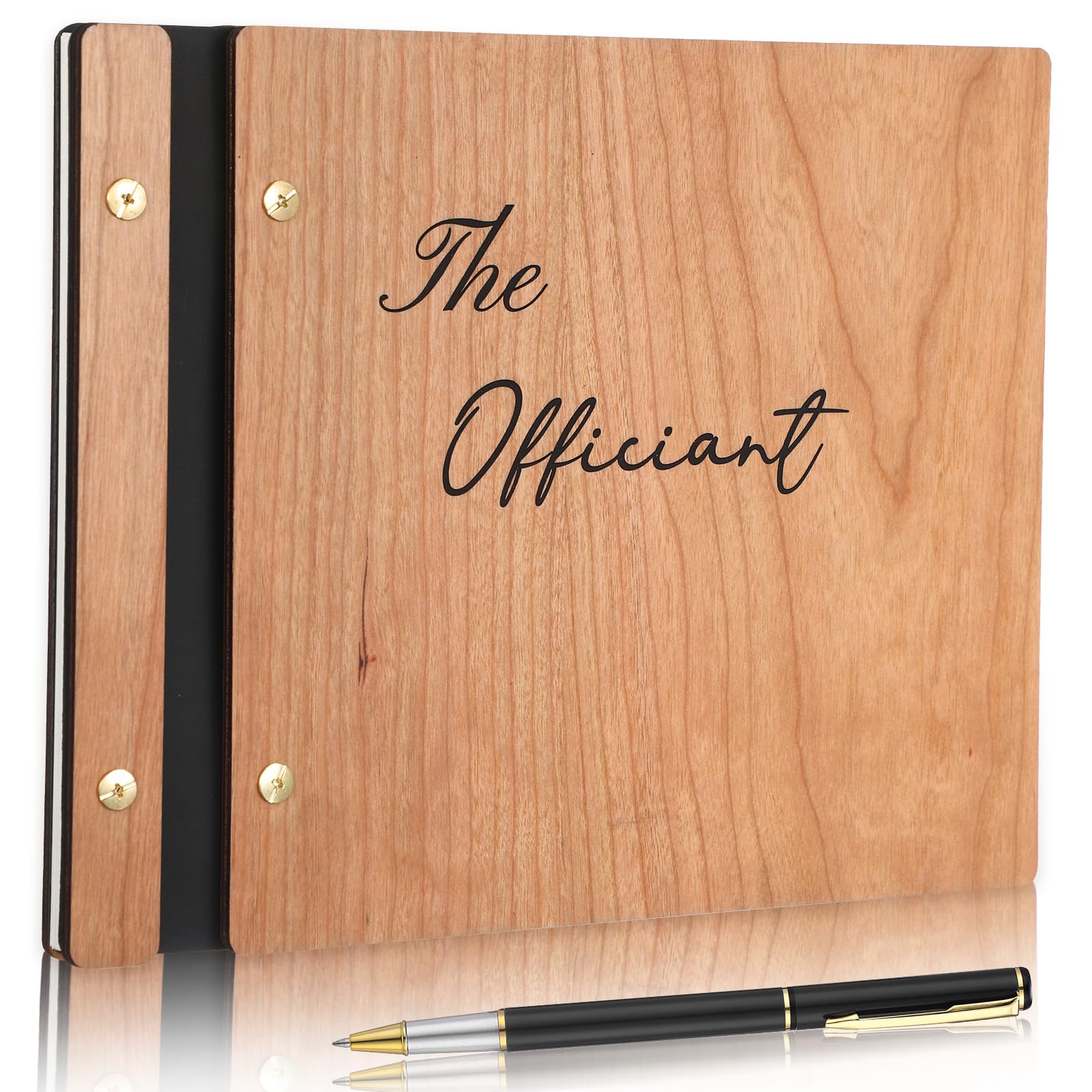 Amazon.com: Engrowtic Wooden Wedding Officiant Book with Black Ink Pen ...