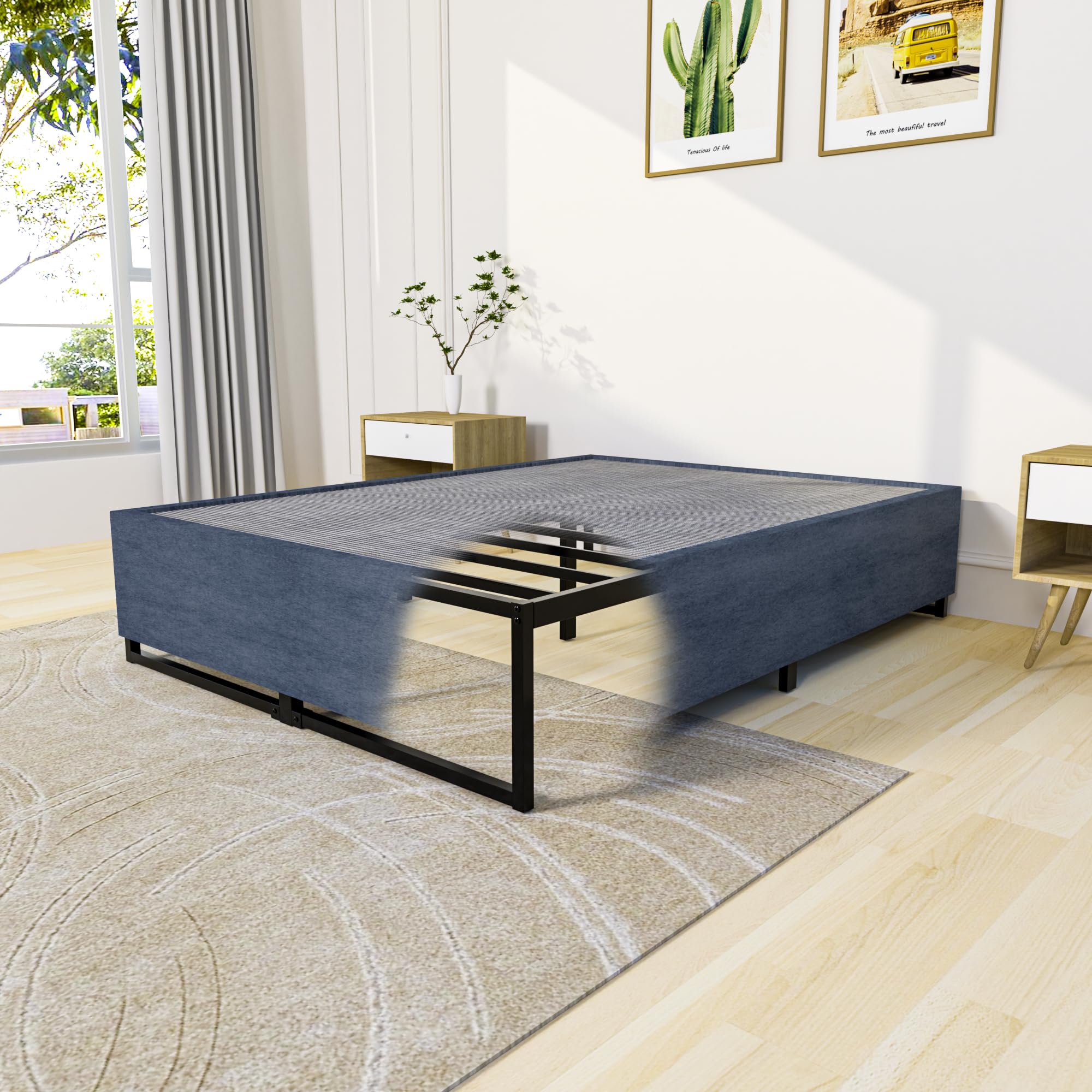 Amazon.com: Vaciwe Full Bed Frame with Fabric Cover 14 Inch, Metal ...
