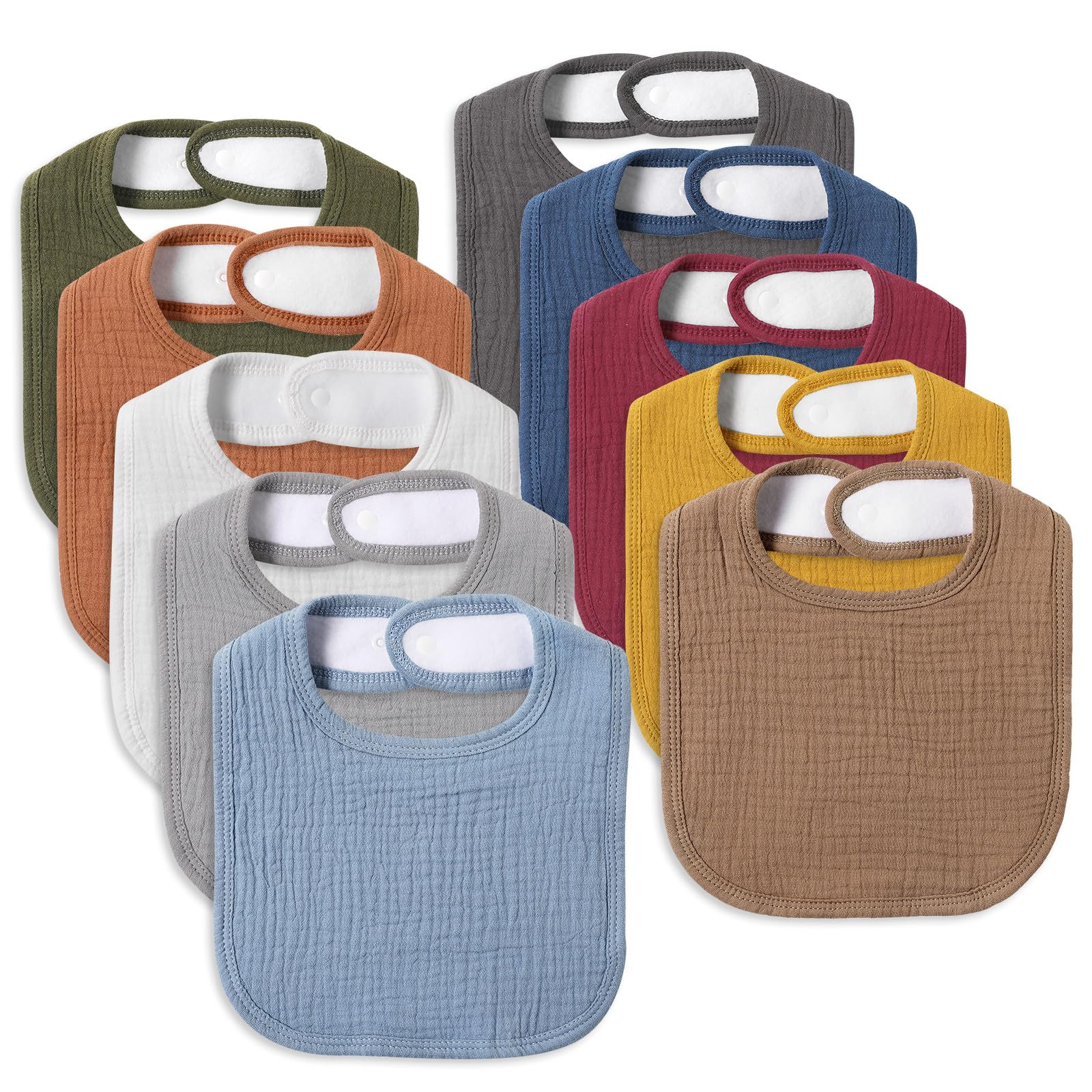 Baby Snap Bibs for Boys Girls,10 Pack Bandana Drool Bibs with Snap ...