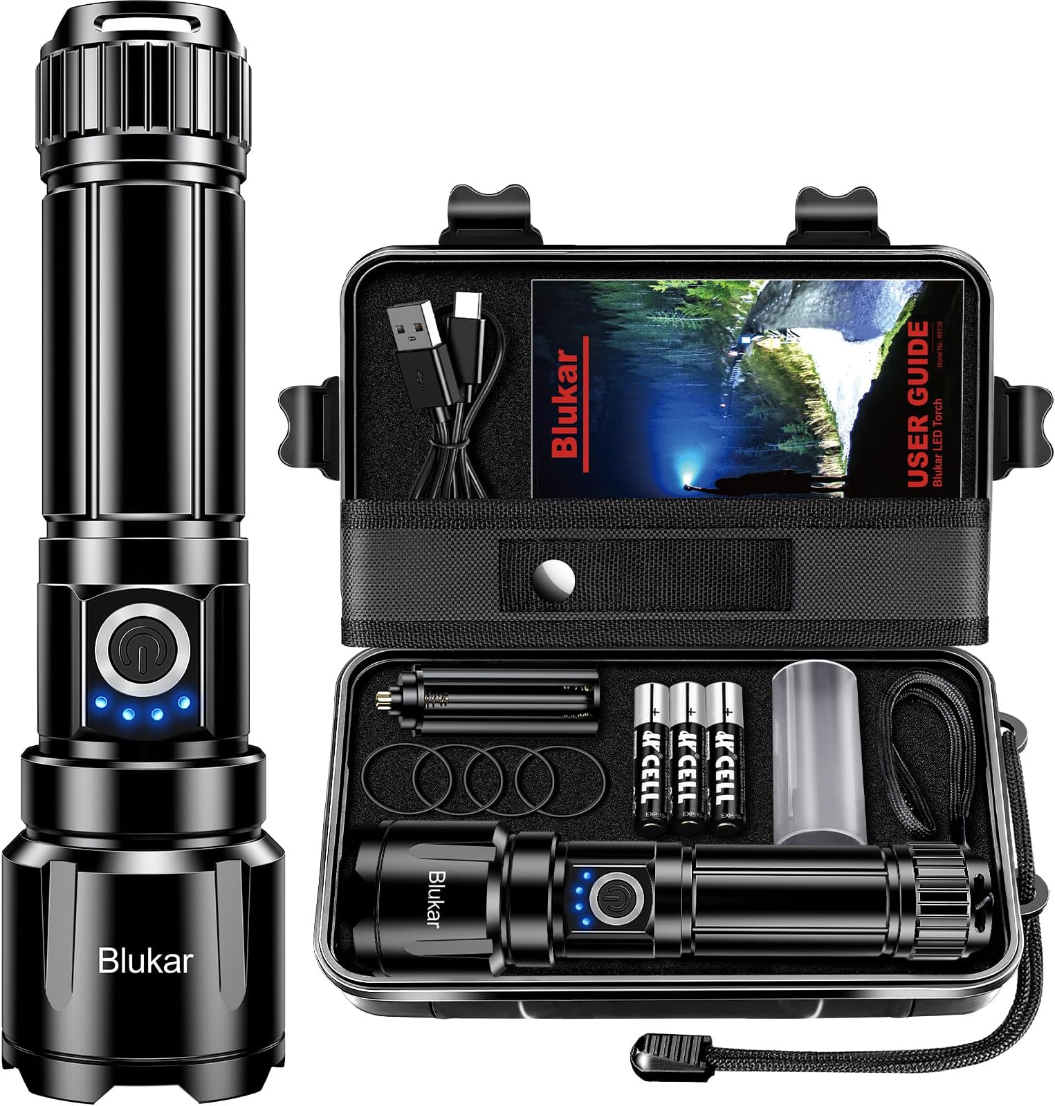 Blukar LED Torch, Super High Lumens Ultra Bright Torches - Adjustable ...