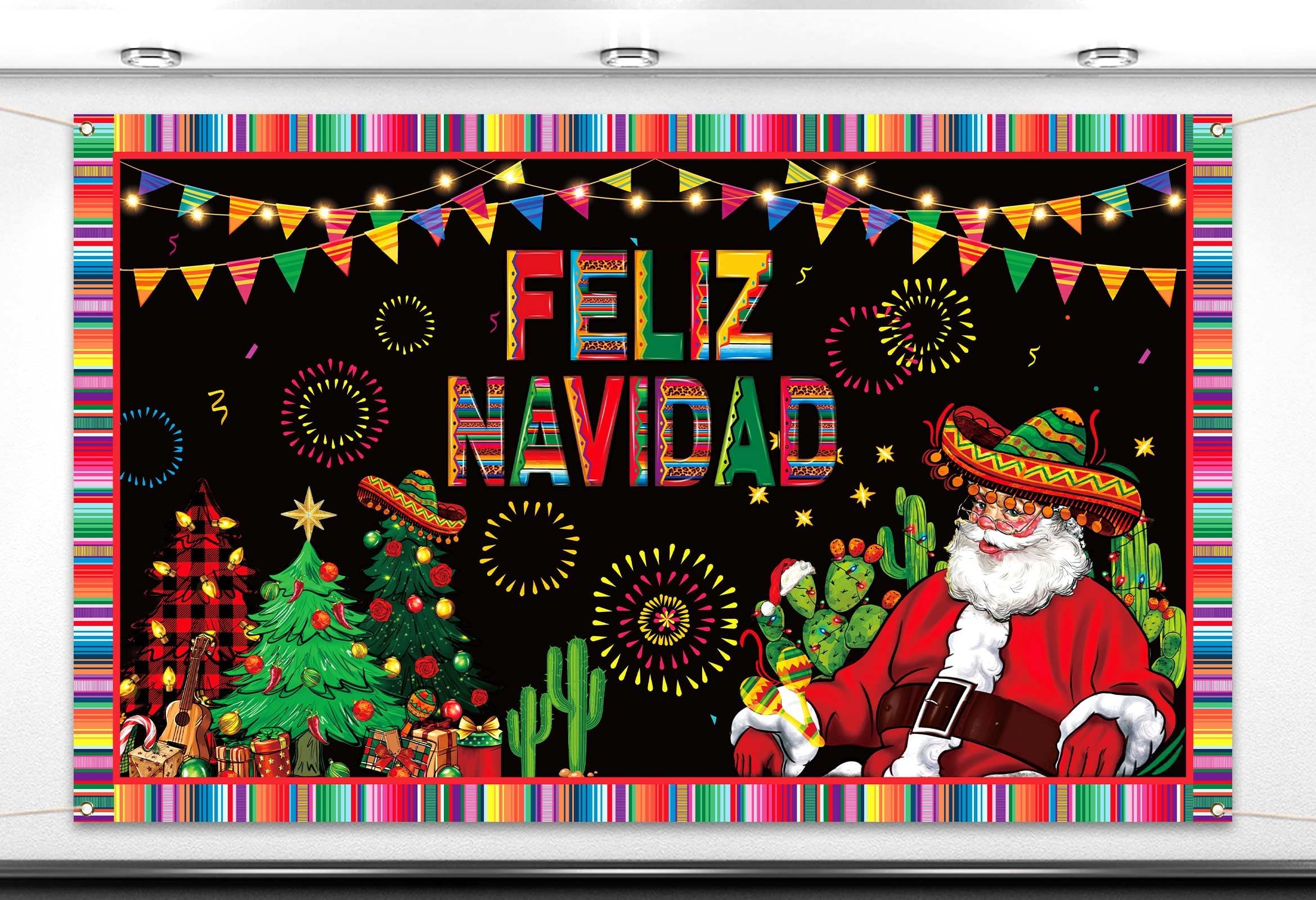 Amazon.com : Nepnuser Feliz Navidad Photo Booth Backdrop Mexican ...