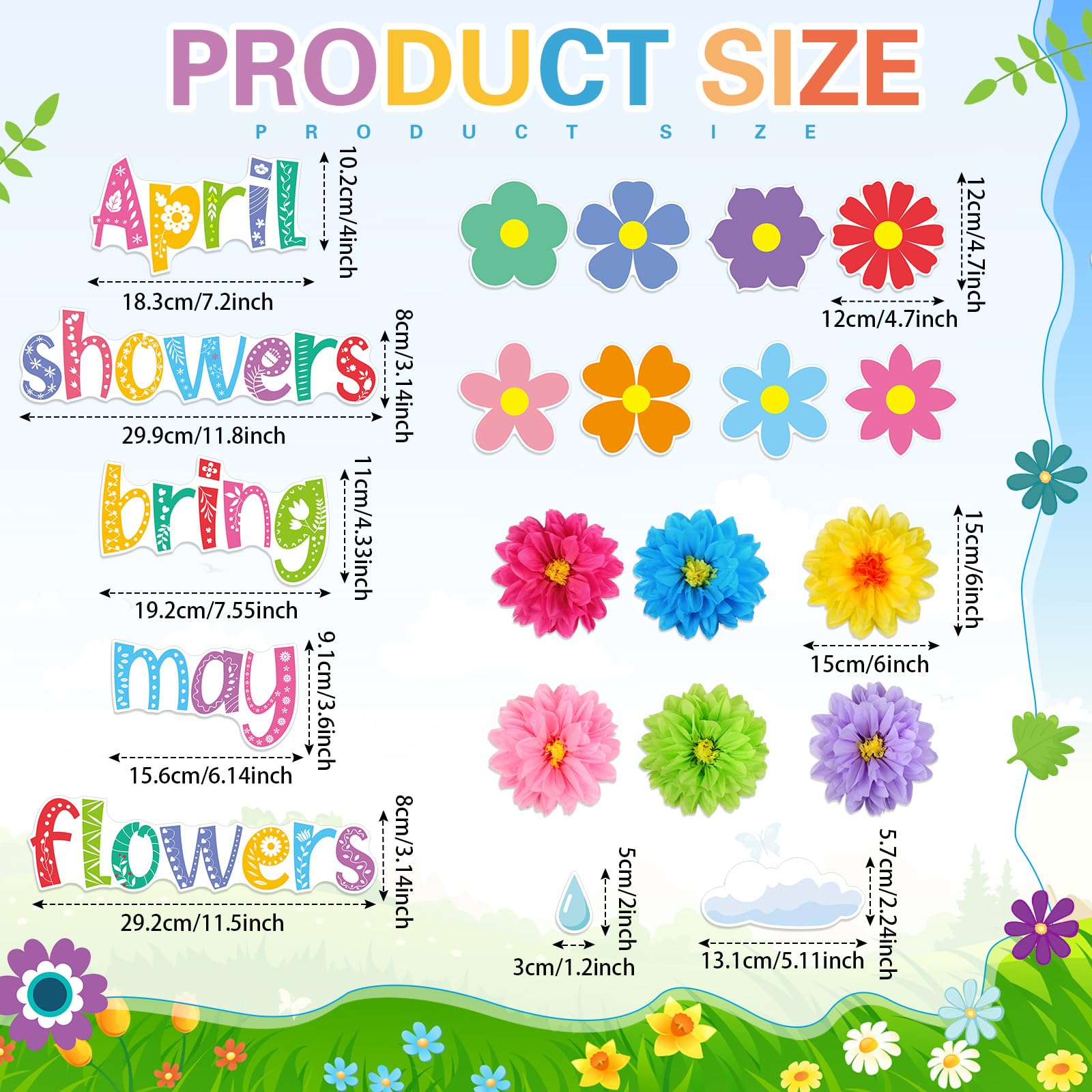 Snapklik.com : TaoBary 96 Pcs April Showers Bring May Flowers Bulletin ...