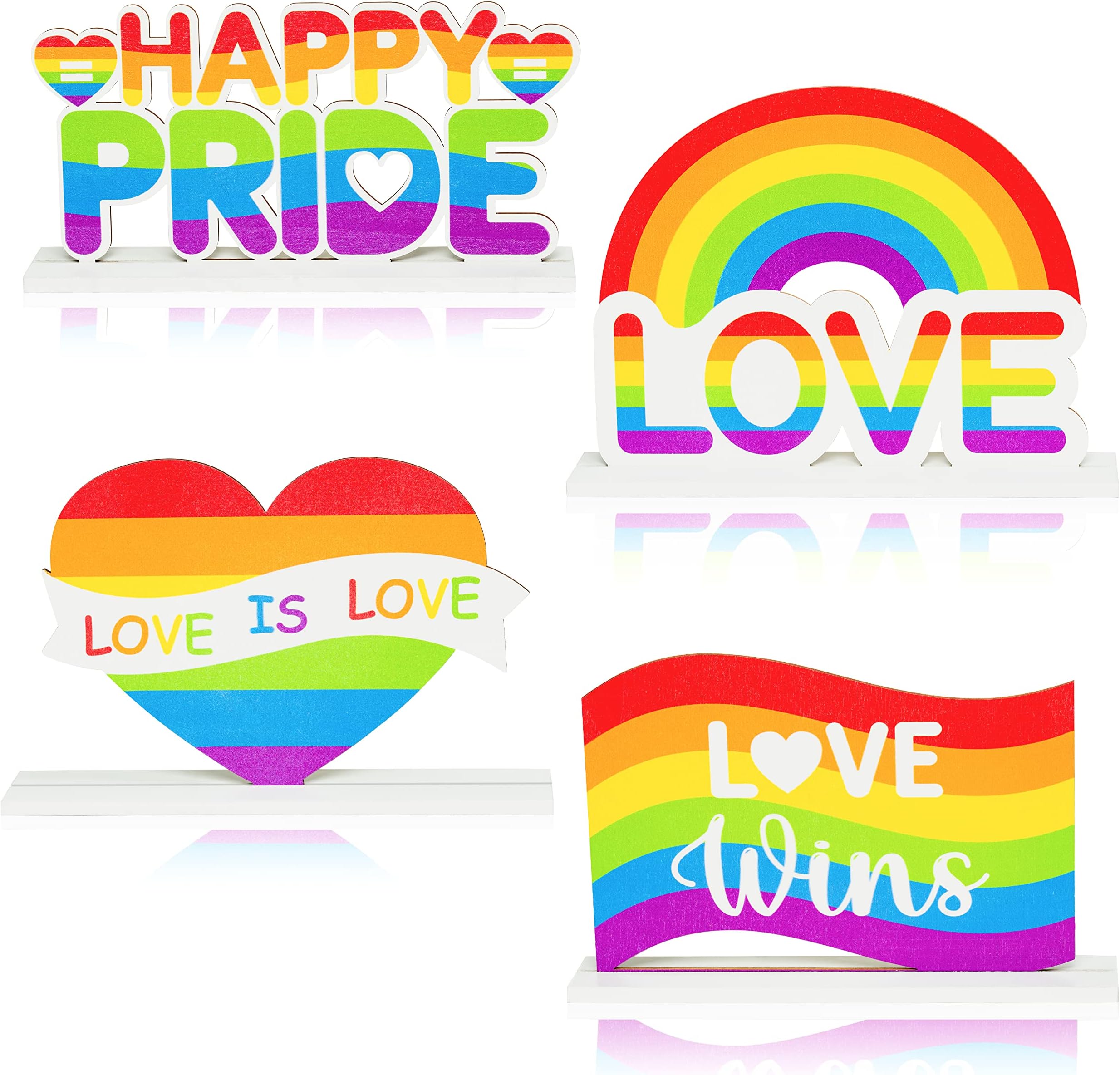 Amazon.com: WATINC 4pcs Gay Pride Rainbow Wooden Table Topper ...
