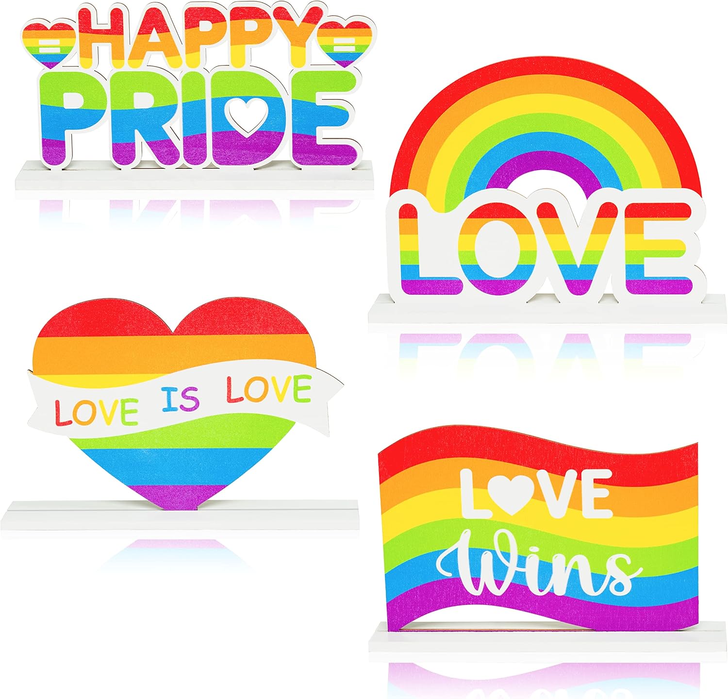 Amazon.com: WATINC 4pcs Gay Pride Rainbow Wooden Table Topper ...