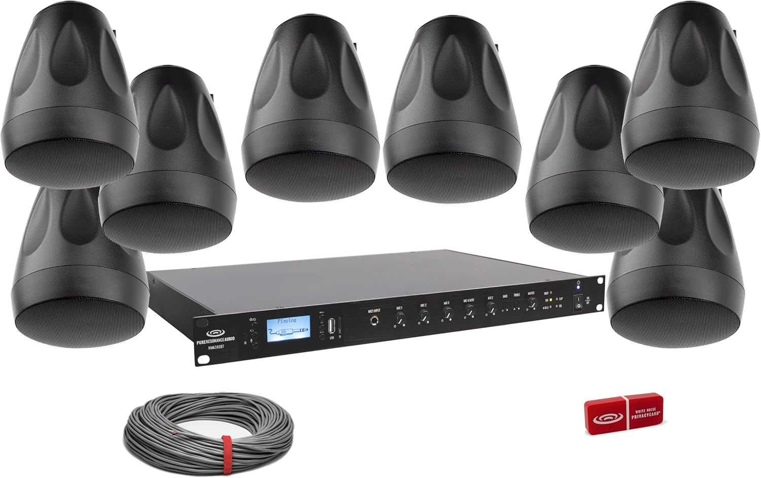 Amazon.com: Pure Resonance Audio Sound Masking System with 8 4 Inch Pendant Speakers & 240 Watt ...