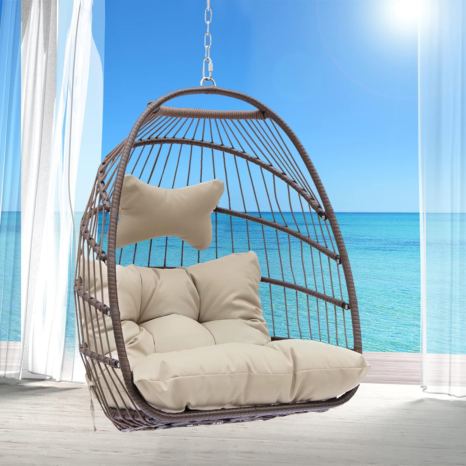 Amazon.com: OUTPLATIO Swing Egg Chair Without Stand Foldable Hammock ...