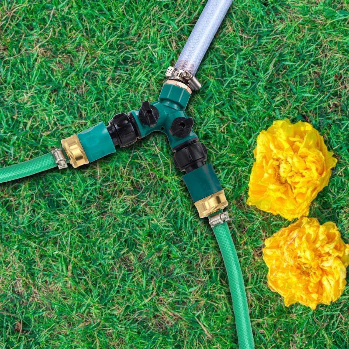 Snapklik.com : ECOESPTI Garden Hose Splitter, 2 Pack 3/4" 2 Way Plastic ...