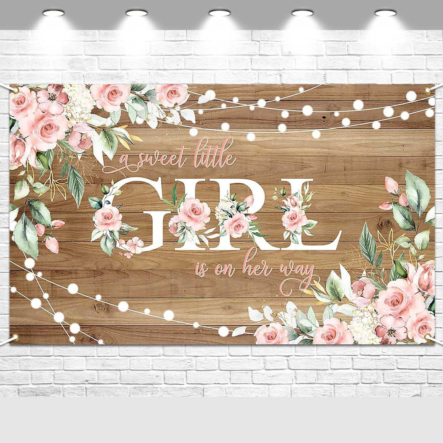 Amazon.com : Avezano Rustic Girl Baby Shower Banner A Sweet Little Girl is on Her Way Baby ...