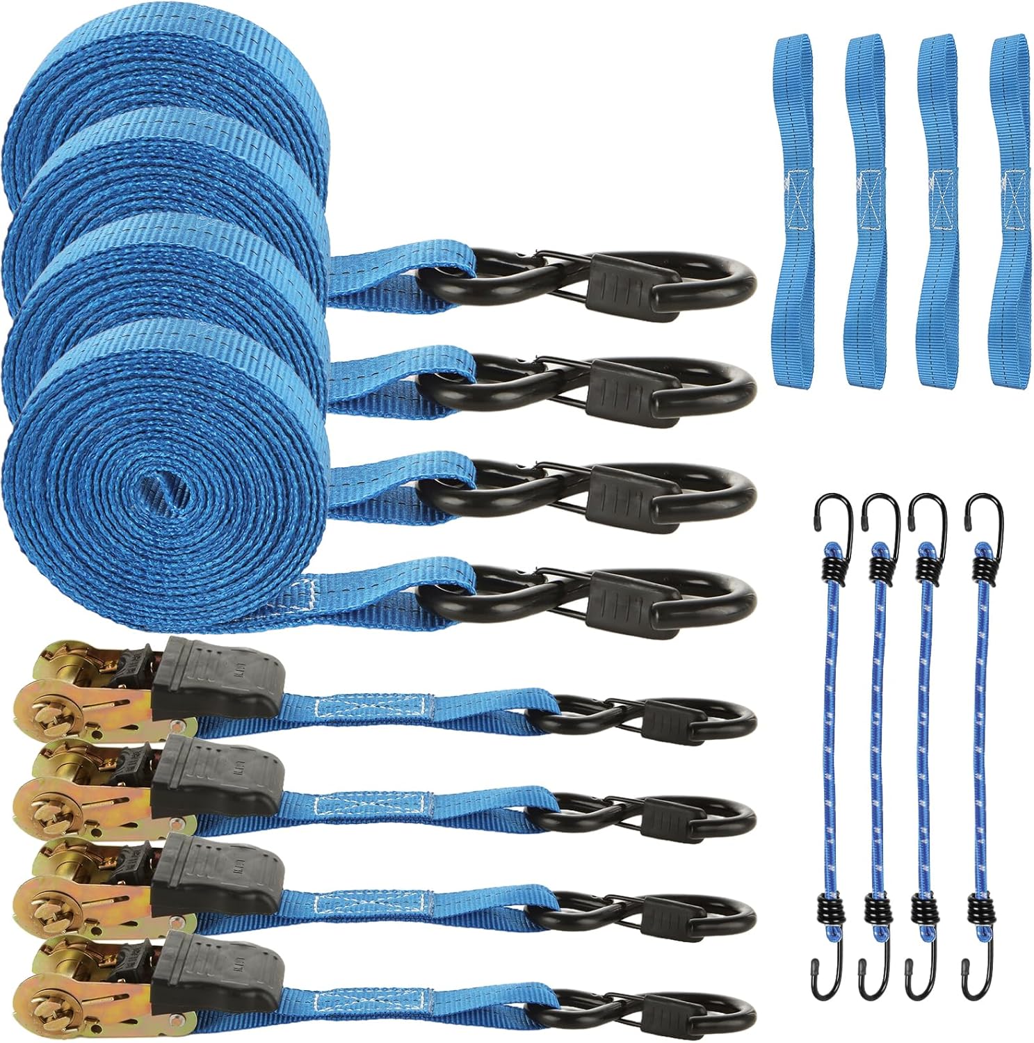 Amazon.com: LISHINE 4 Pcs 1 Inch Ratchet Straps Heavy Duty 16ft Tie ...