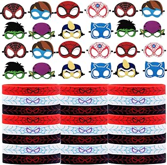 Amazon.com: SSZS 48 Packs Superhero Masks Party Favors, Superhero Party ...