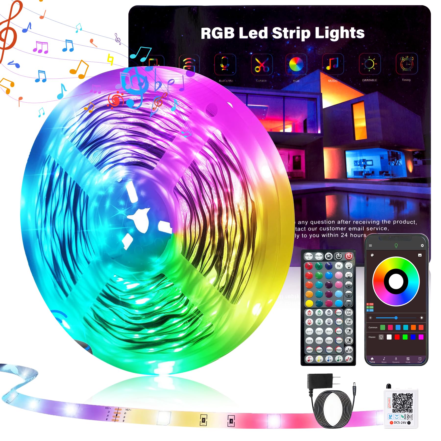 Amazon.com: GANZQH 100FT Led Lights for Bedroom, Color Changing RGB Led ...