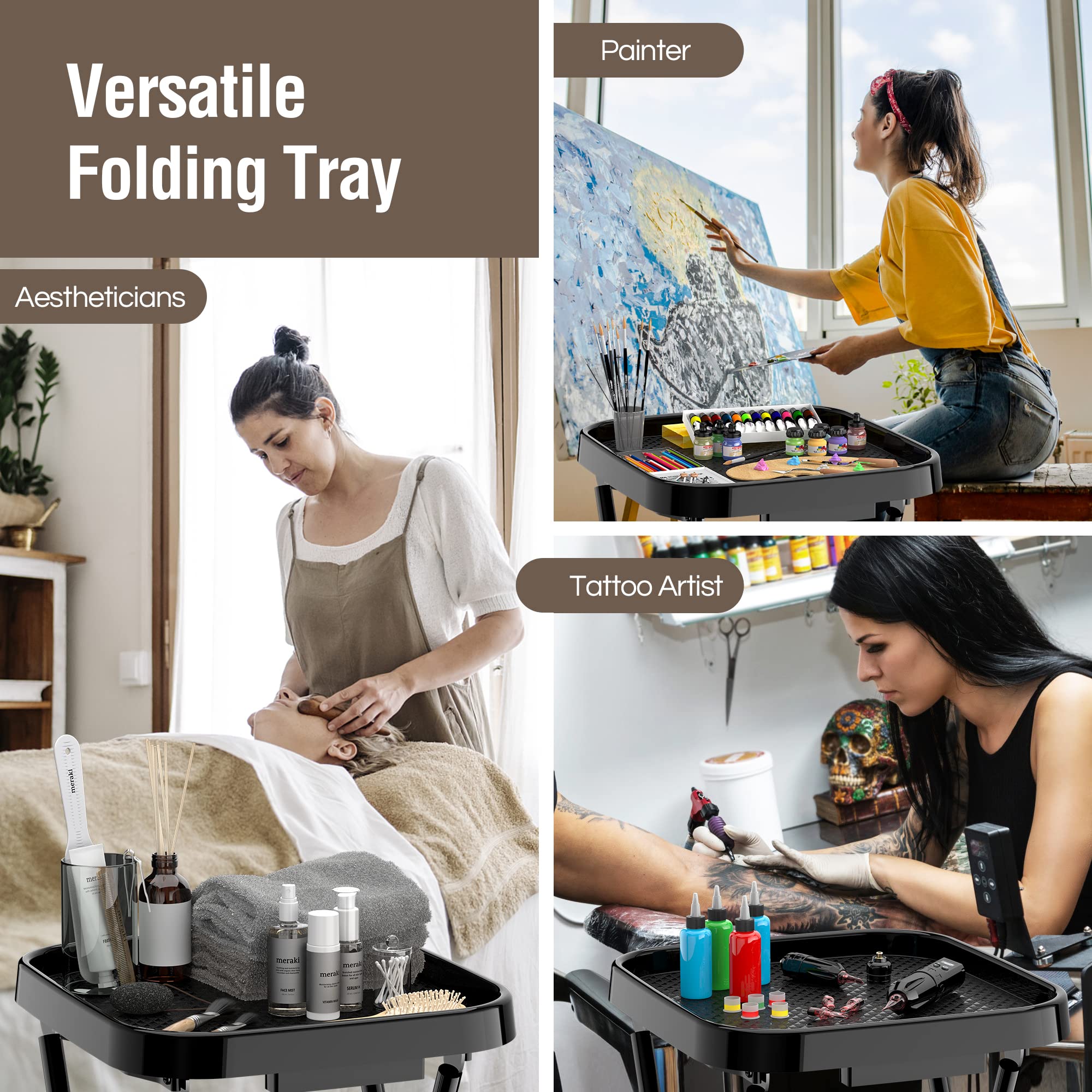 Folding Salon Tray, Salon Trolley, Salon Cart Tattoo Rolling Tray ...