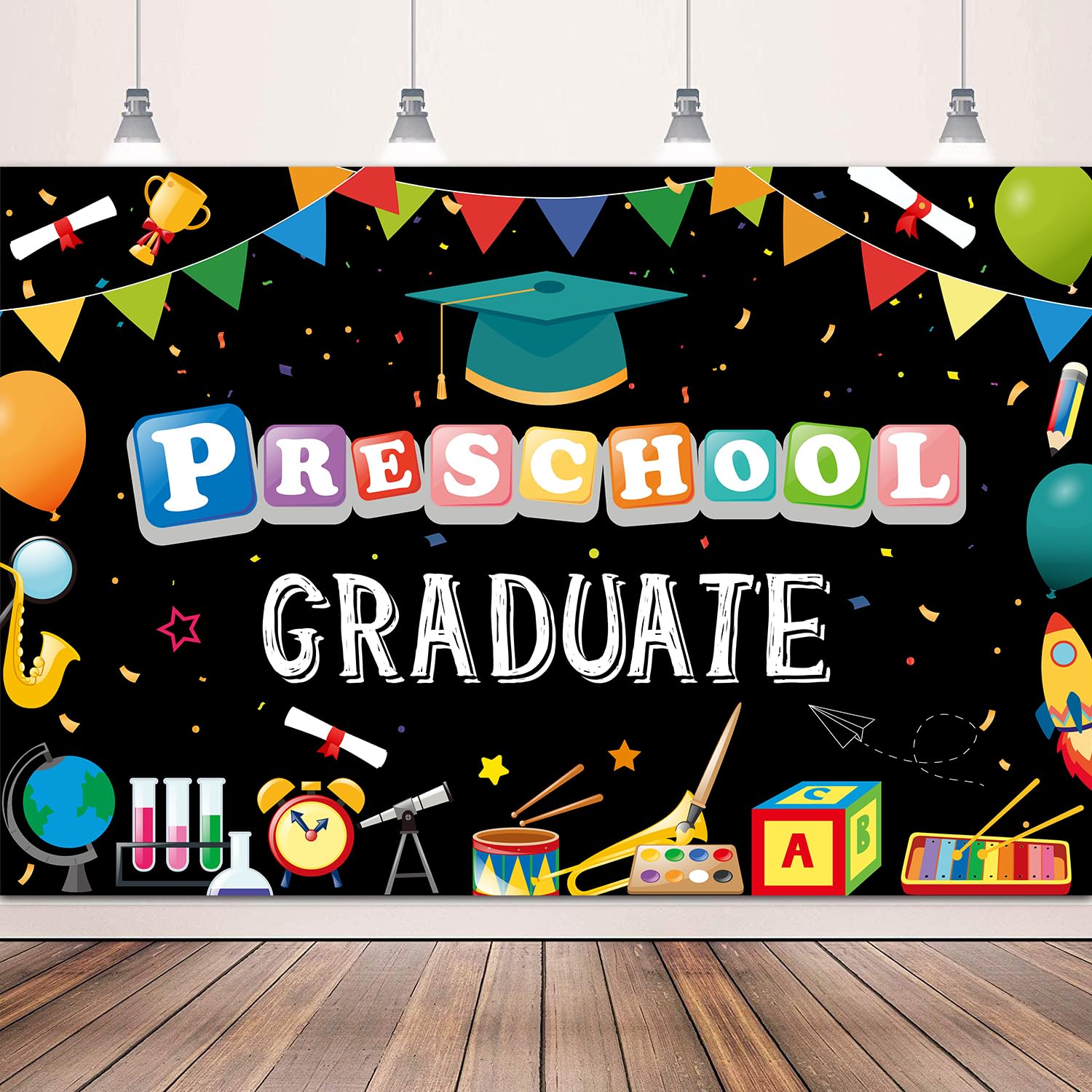 Buy Preschool Graduation Decorations Backdrop Banner Cute Themed Prek ...