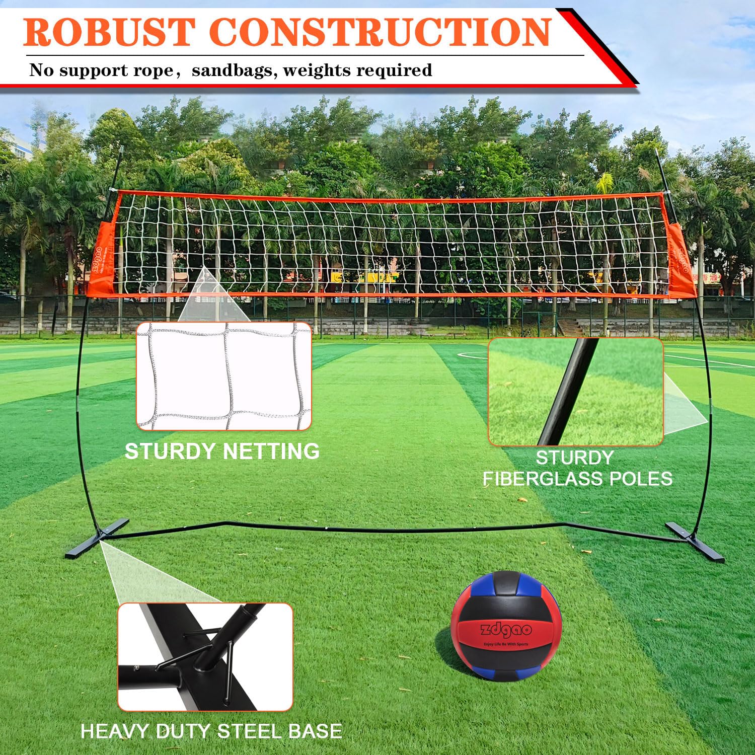 Snapklik.com : 12FT Freestanding Volleyball Training Net For Indoor ...