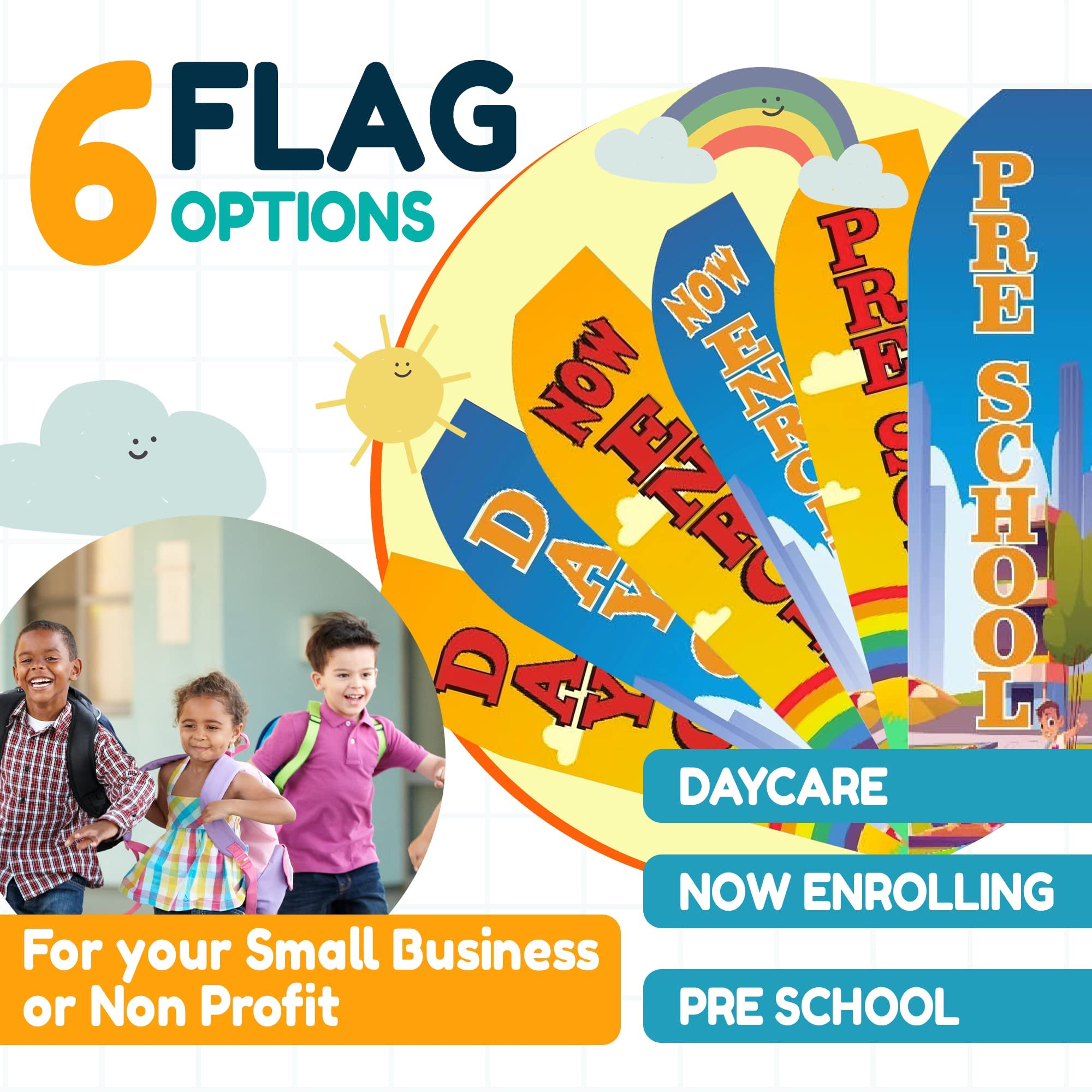 Snapklik.com : OnPoint Wares Daycare + Now Enrolling King Flags 2.5 Ft ...