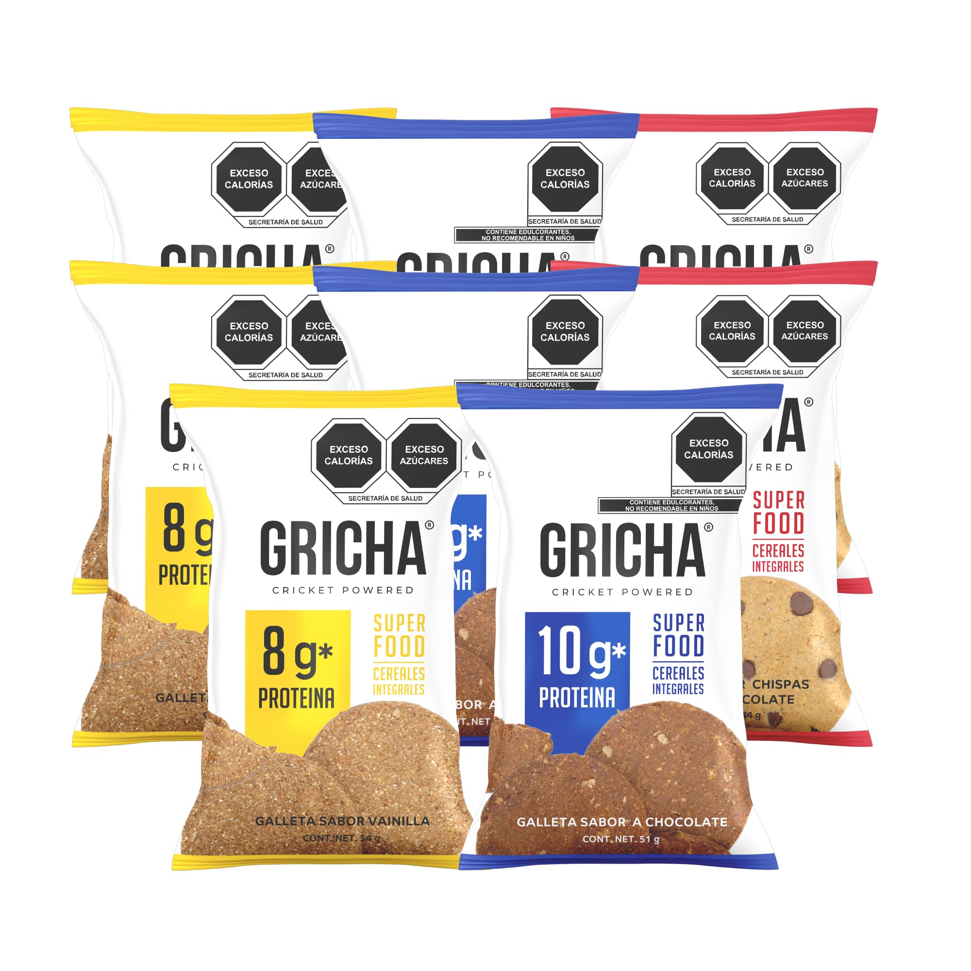 GRICHA | Galletas con Proteína | Snacks saludables | 8 Pack (Surtido ...