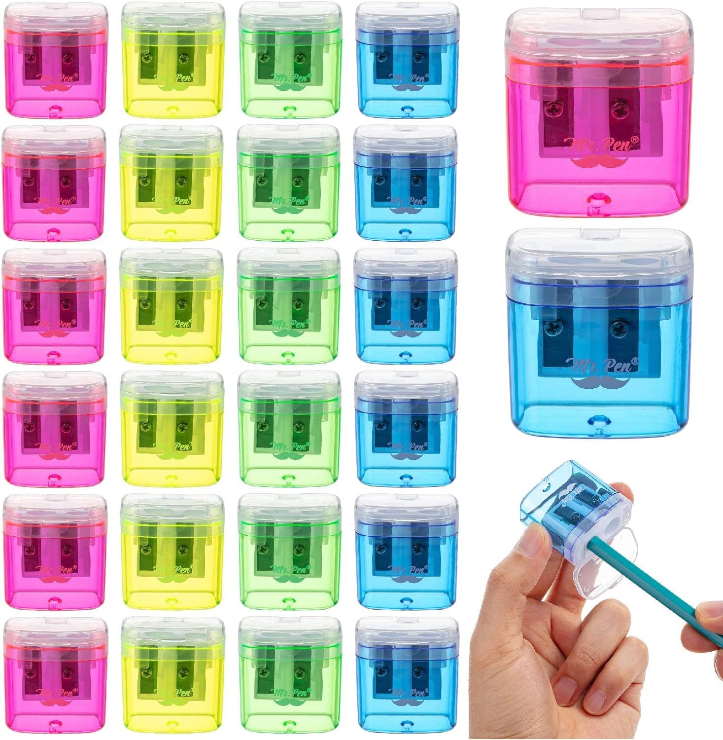 Amazon.com : KIDMEN 2 Holes Pencil Sharpener,Pencil Sharpener for Kids ...