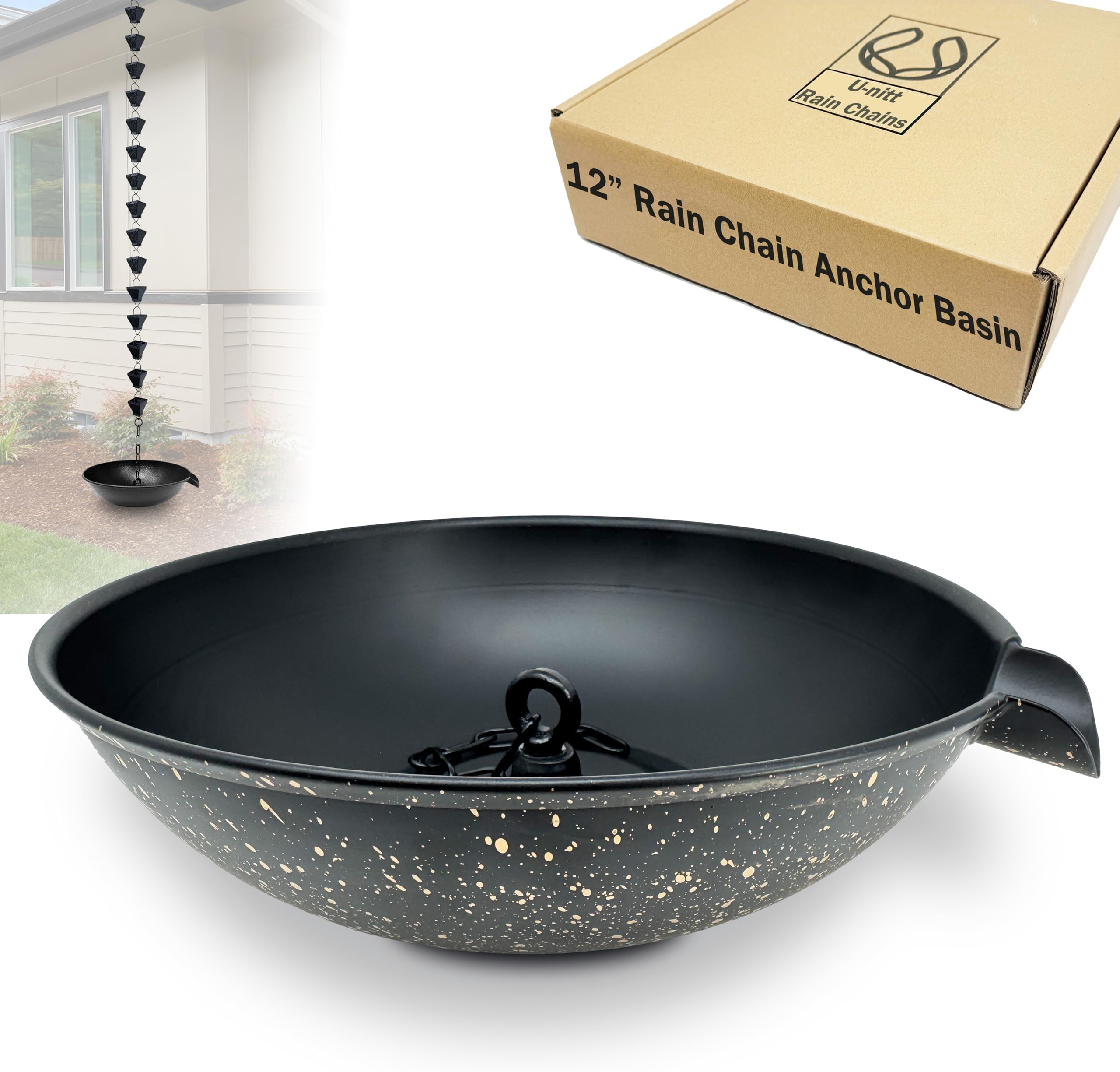 Amazon.com : Rain Chain Anchoring Basin, Metal Bowl for Rain Chain ...