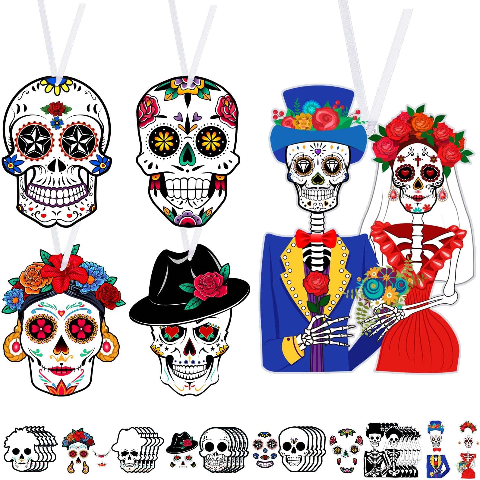 Amazon.com: Sumind Day of Dead Decorations Sugar Skull Crafts Kits for ...