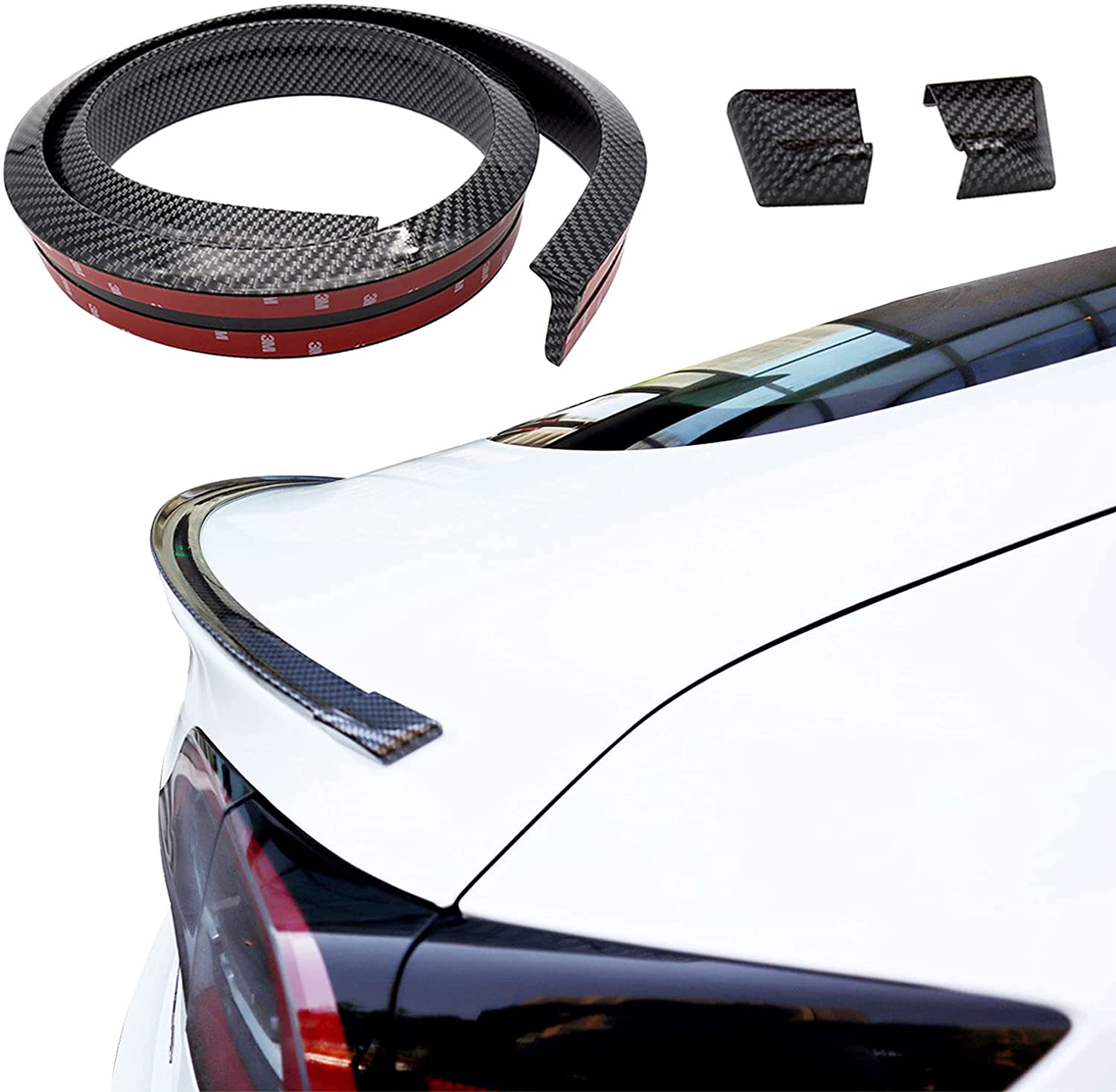 Lip Upgrade 1.5m/4.92ft Universal Black Carbon Fiber Trunk Spoiler Lip ...