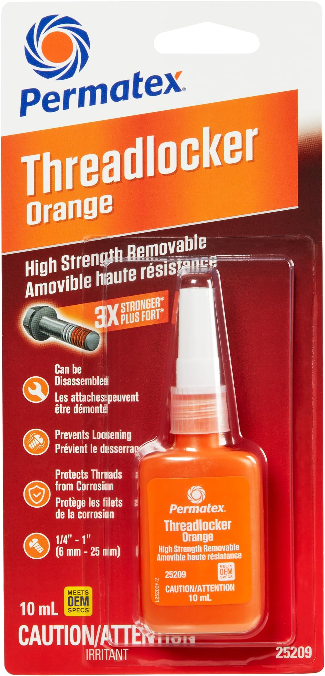 Permatex 25209 Orange High Strength Removable Threadlocker, 10mL ...