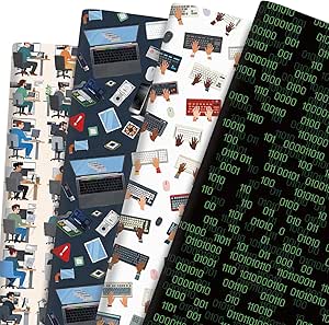 Amazon.com: Programmer Wrapping Paper 12 Sheets Coding Themed Gift Wrap ...