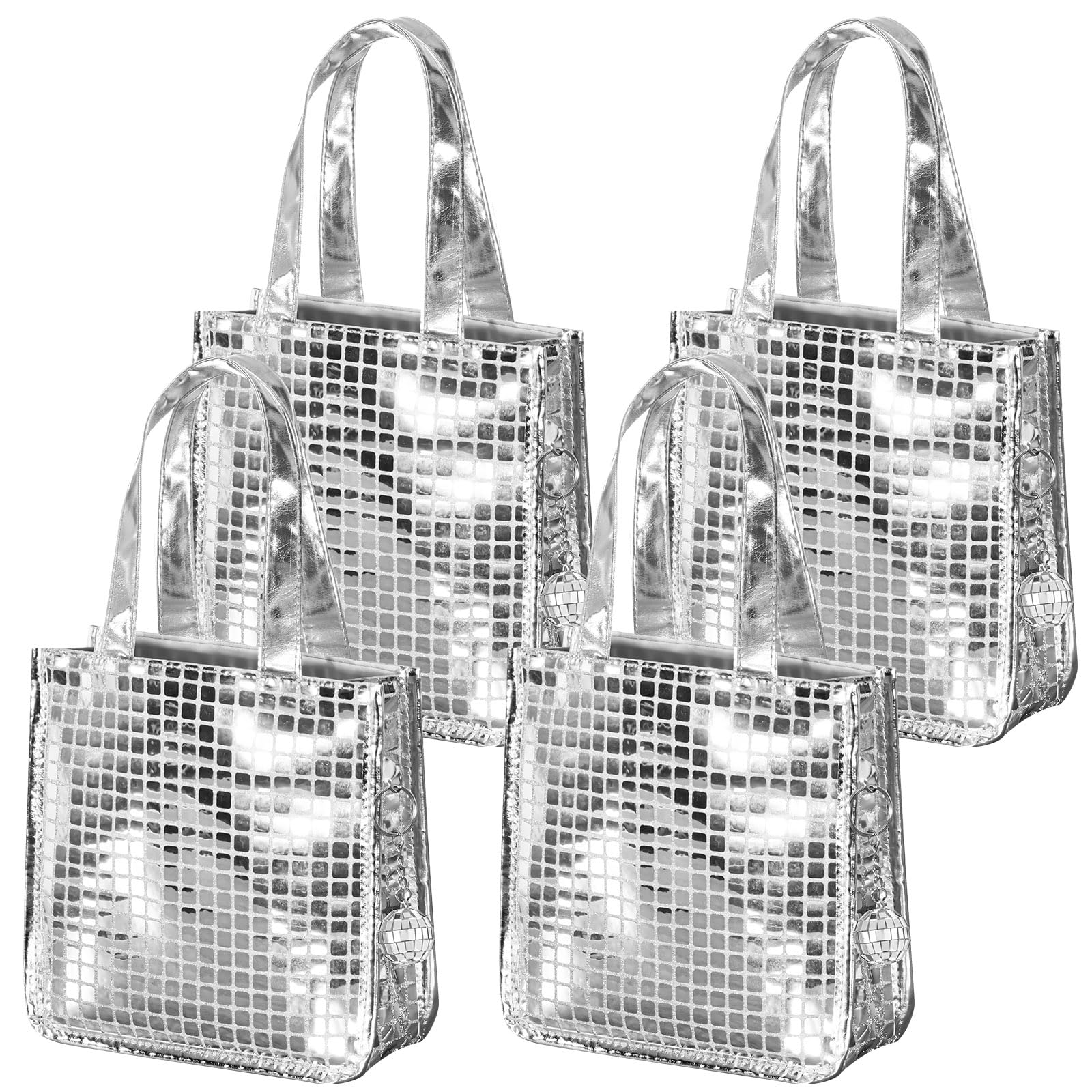 Amazon.com: Sweetude Disco Tote Bag Silver Glitter Gift Bags with ...