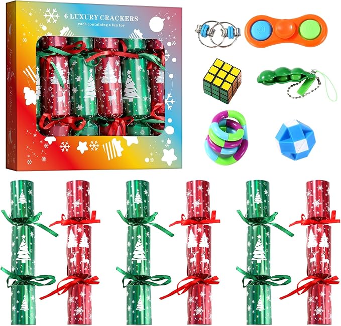 TUMALI Christmas Crackers 6Pcs Luxury Christmas Crackers, with Fun ...