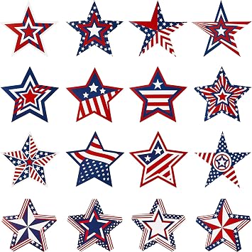 Amazon.com: Outus 64 Pcs Patriotic Stars Paper Cutouts Patriotic ...