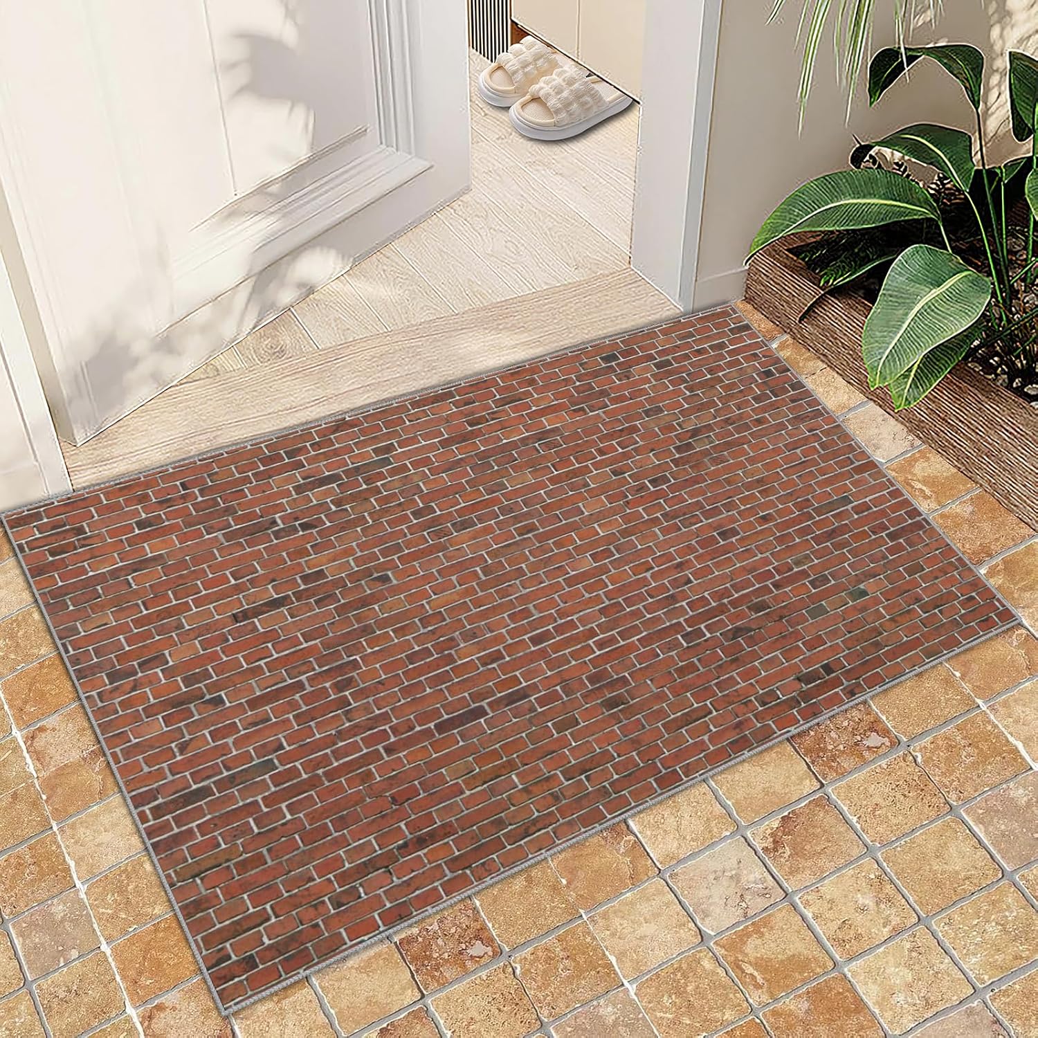 Amazon.com: LEGENOB Area Rugs 2x3 Red Bricks Rug ，Retro Abstract ...