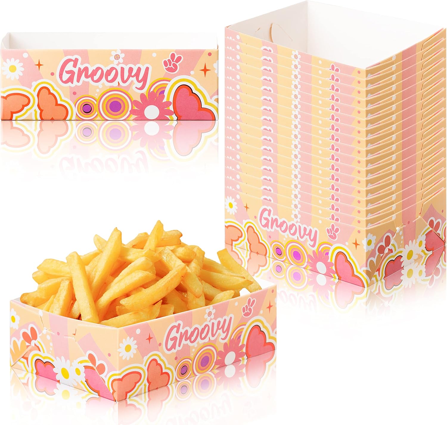 Amazon.com | BkeeCten 50PCS Groovy Retro Hippie Party Favors Food Tray ...