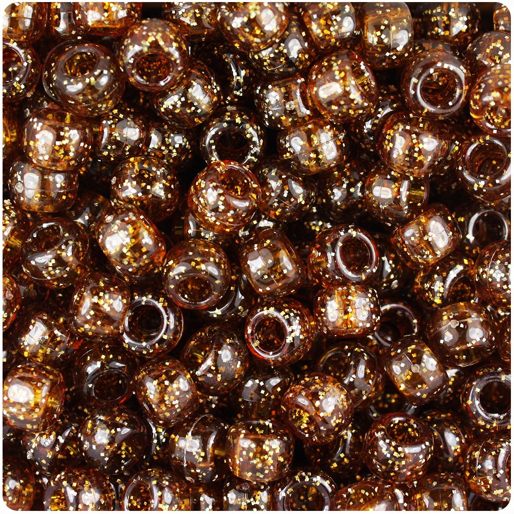 Amazon.com: BeadTin Root Beer Sparkle 9mm Barrel Pony Beads (500pcs ...