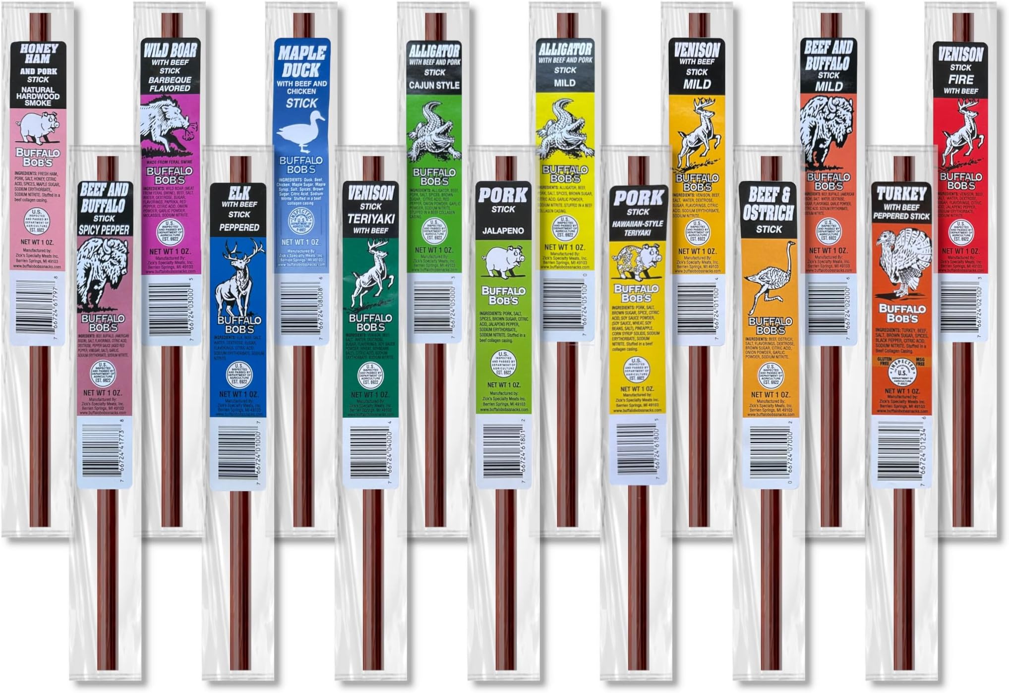 Amazon.com: Buffalo Bob's 15 Piece Exotic Game Snack Sticks ...