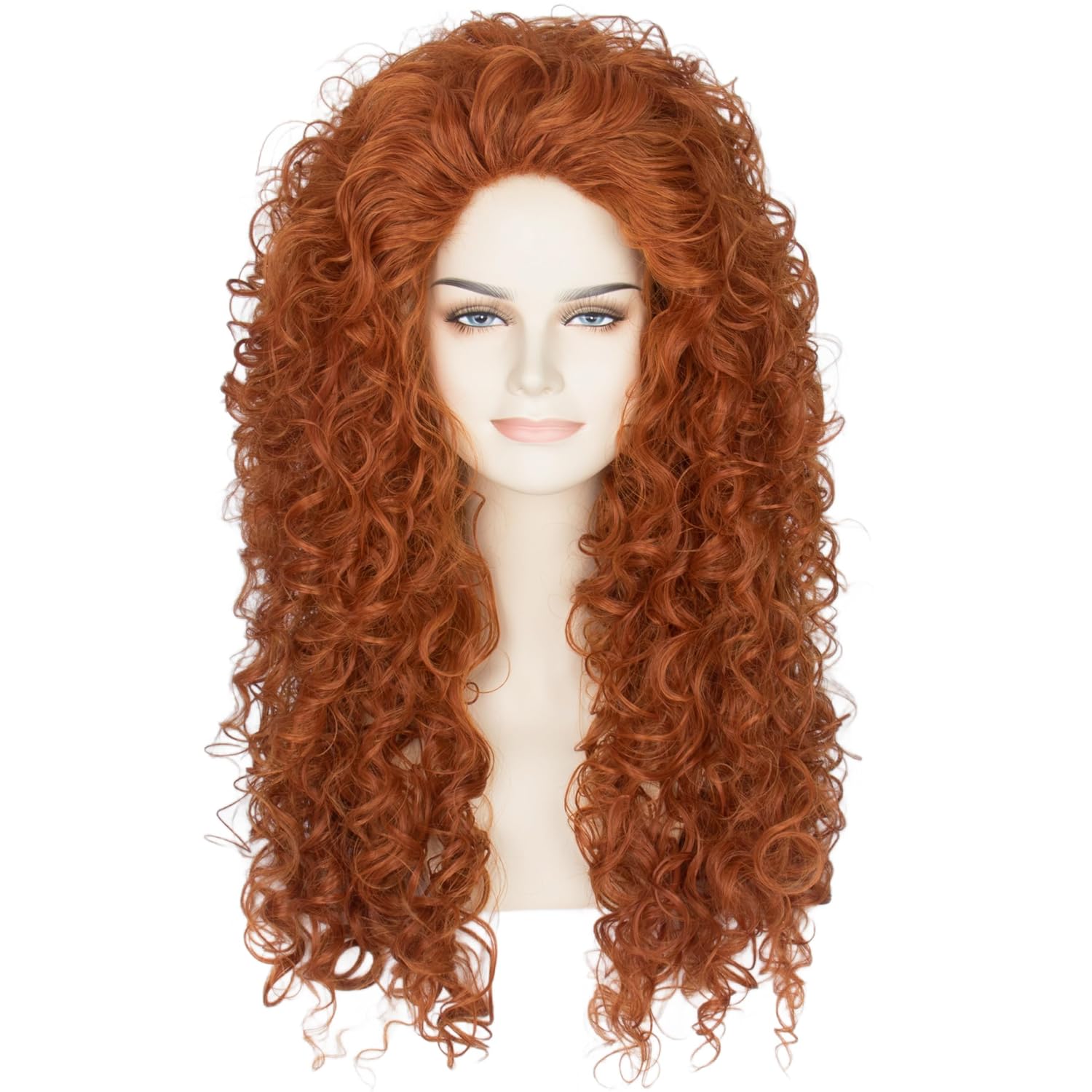 Amazon.com: Cosela Women Long Curly Ginger Orange Princess Cosplay Wig ...