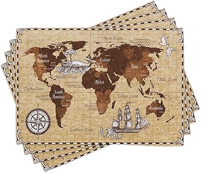 Amazon.com: 100 Pcs Disposable World Map Paper Place Mats Vintage World ...