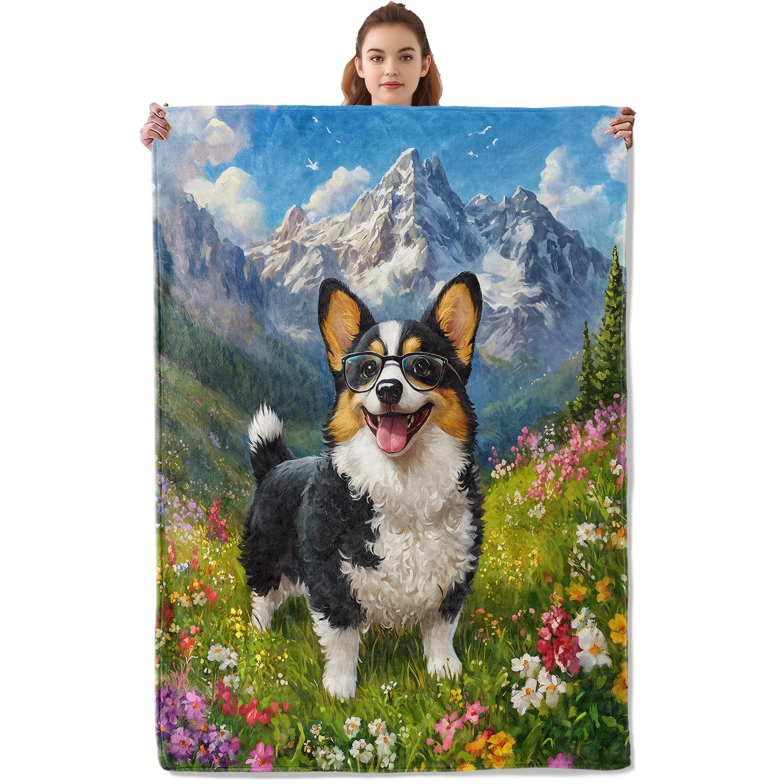 Amazon.com: Kibue Cute Black Corgi Blanket - Lightweight, Soft & Cozy ...