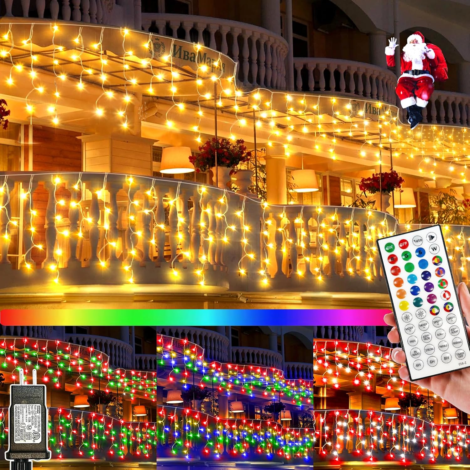 JREWDOIN 52FT RGB Christmas Lights Outdoor, 504 LED Outdoor String ...