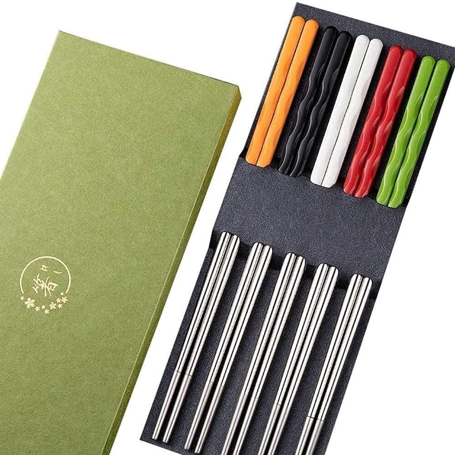 Amazon.com: 304 Stainless Steel Gift Chopsticks,5 Pairs Reusable Anti ...