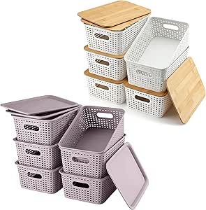 Amazon.com - AREYZIN Set of 6 Lidded Storage Baskets+6 Pack Storage ...