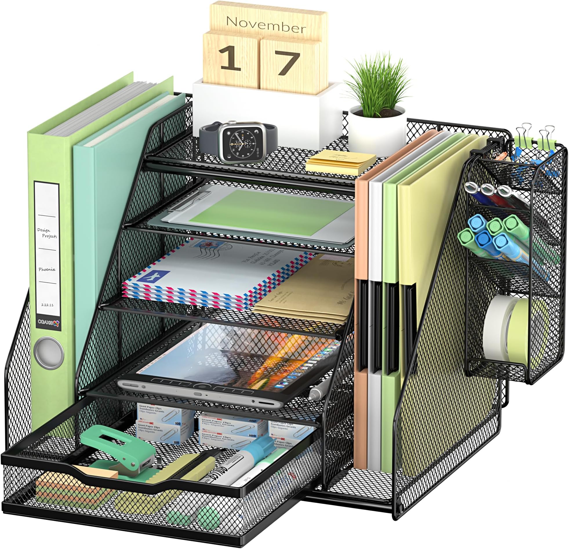 Amazon.com: VIVSOL Desk Organizers and Accessories Storage with Large ...