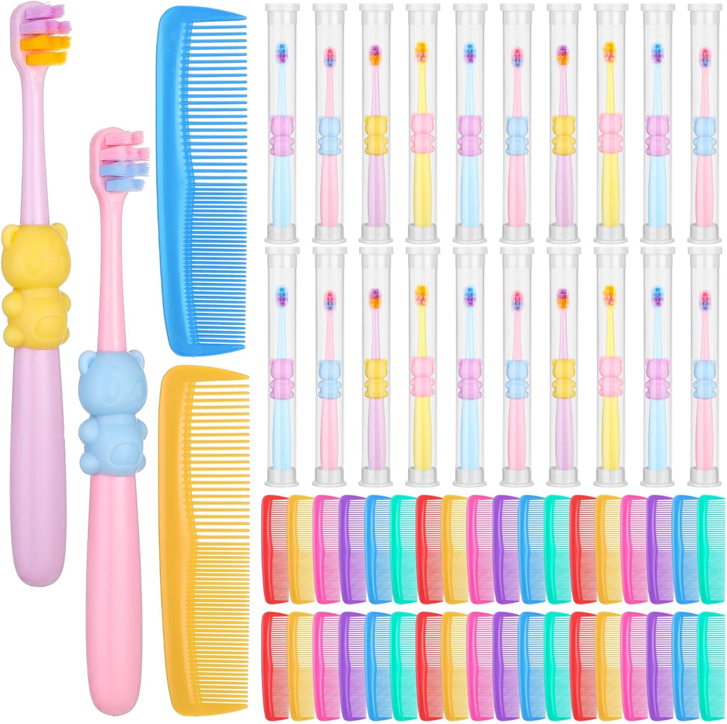 Amazon.com : PerKoop 120 Pieces Travel Toothbrush and Hair Combs Set ...